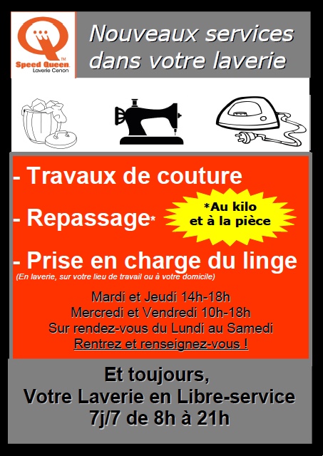 Nouveaux services Repassage et prise en charge du linge | C à Cenon